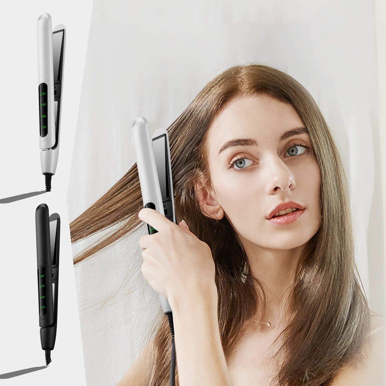 Negative Hair Straightener, LCD Display Hair Iron, Straight & Curly ...