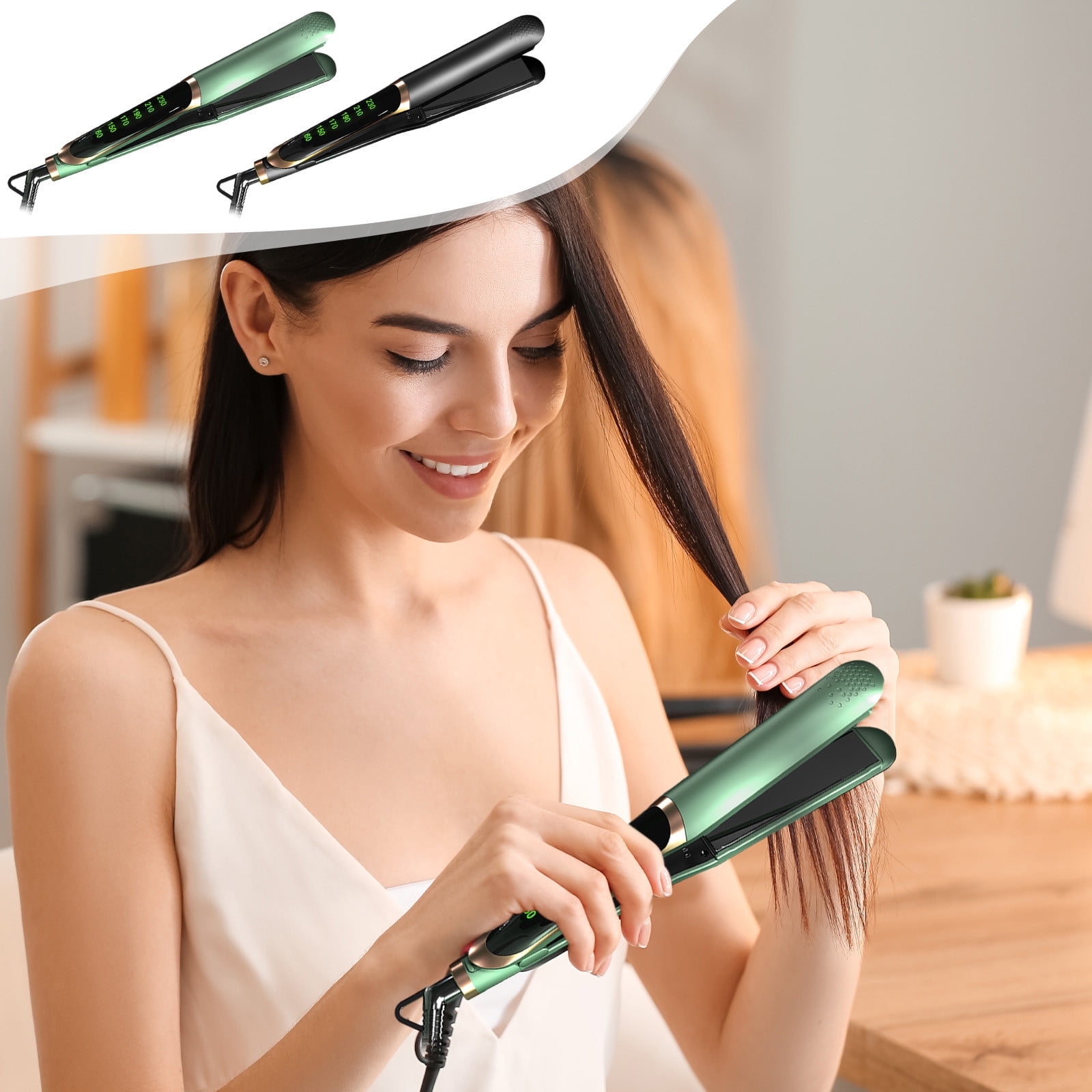 Negative Ion Hair Curler, Ceramic Crimper Wand, Ionic Heat Protector, Sleek Black Design, for ...