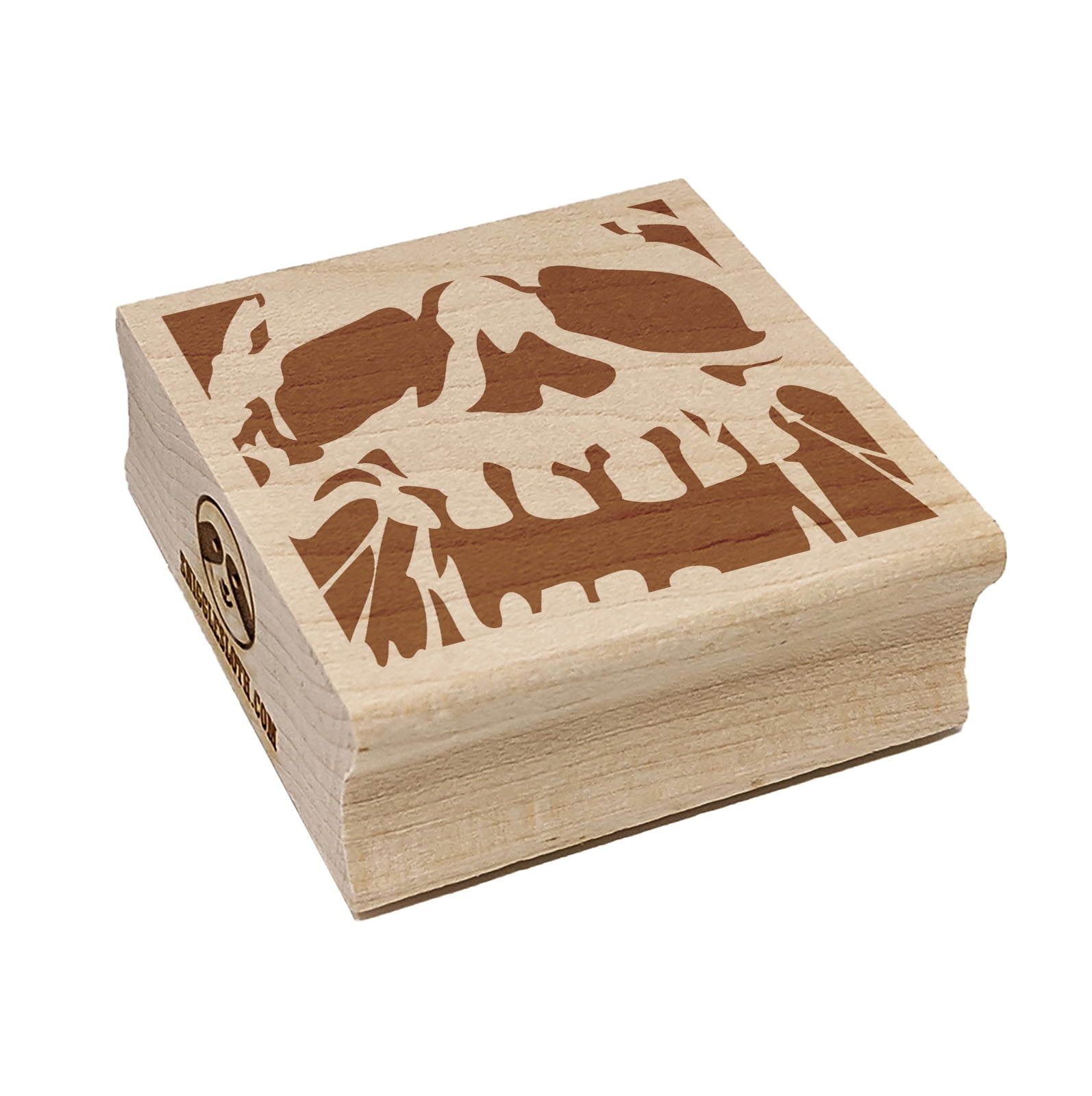 Negative Skull Spooky Bone Face Halloween Square Rubber Stamp Stamping ...