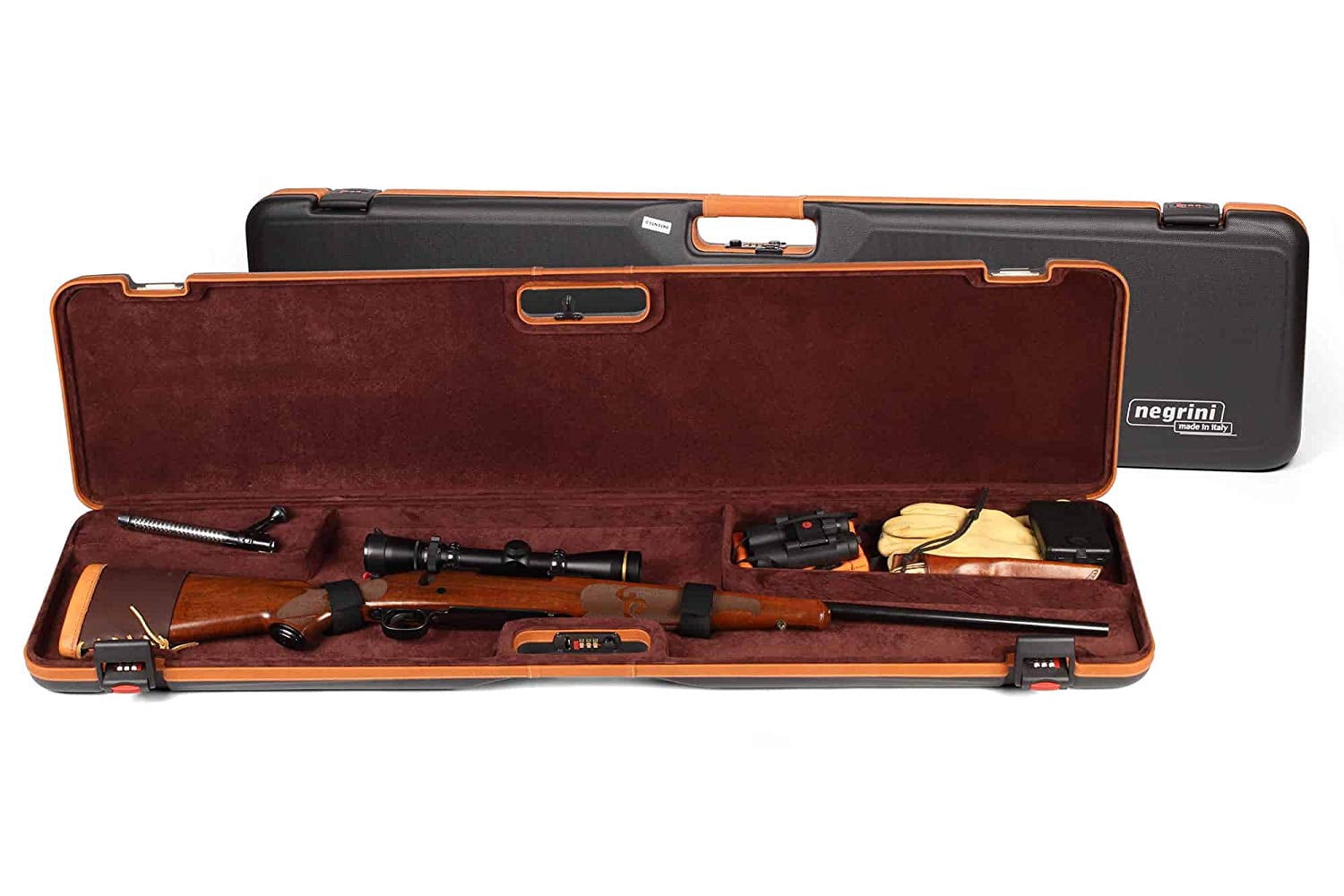 Negrini Deluxe Compact Scoped Bolt Action Rifle Case, Black/Cognac ...