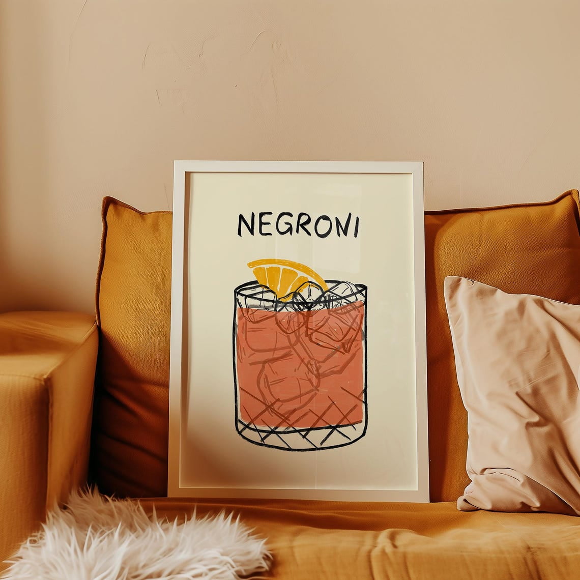 Negroni Art Print, Cocktail Wall Decor, Negroni Print, Hand Drawn ...