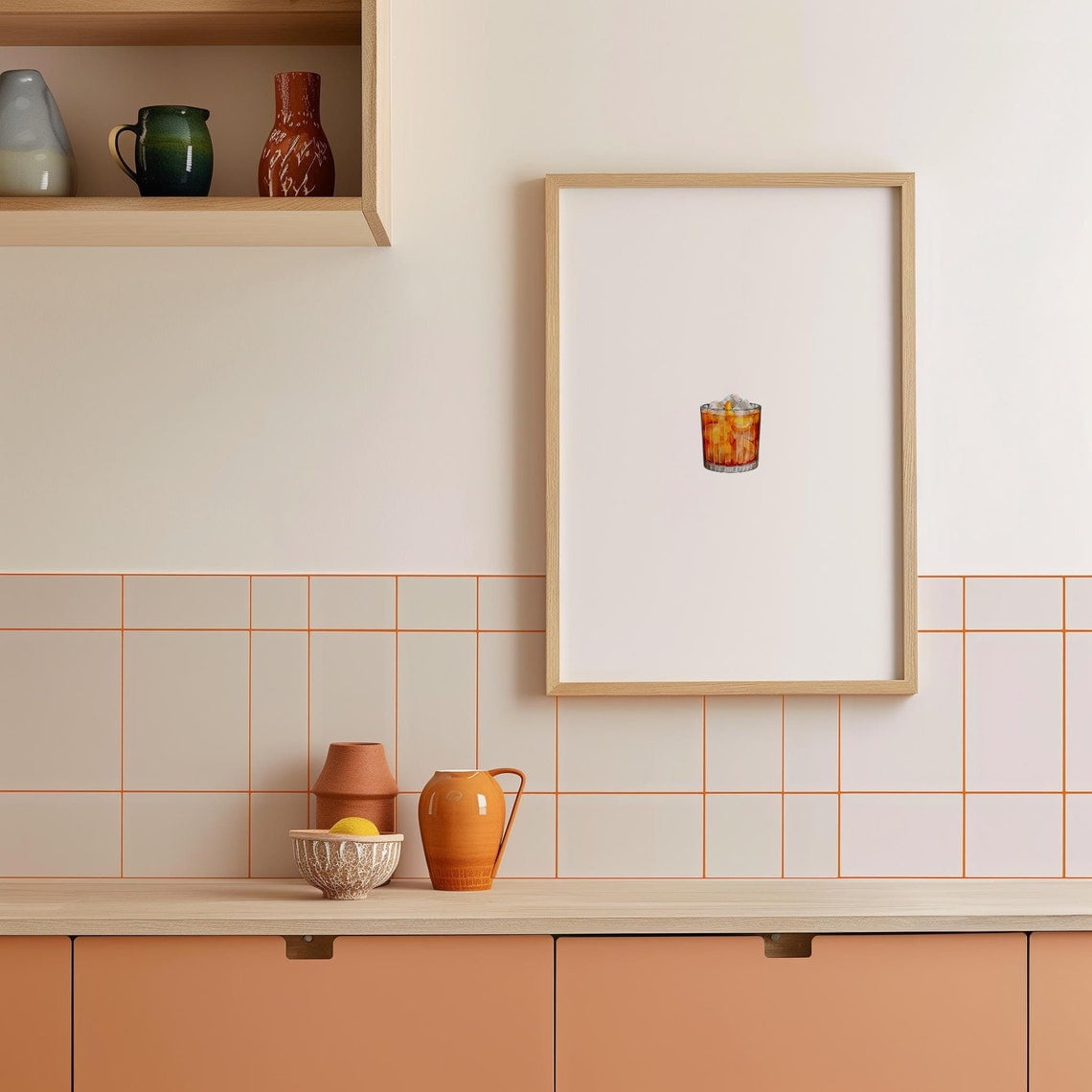 Negroni Cocktail Print // Mini Negroni Watercolour Print, Bar Cart ...