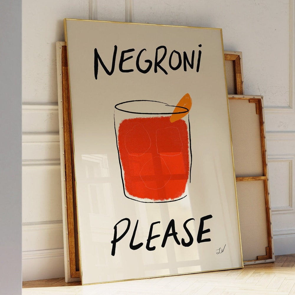 Negroni Please Print, Retro Drink Poster, Vintage Drink Print, Mid ...