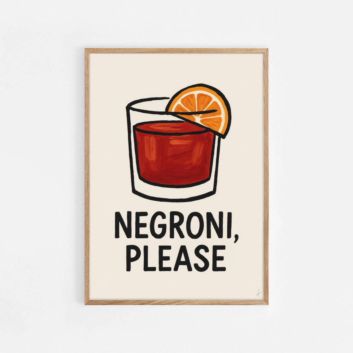Negroni Please Printable Wall Art - Funny Cocktail Bar Decor, Orange ...