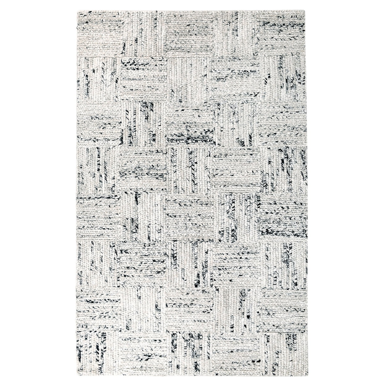 Neh 8 x 10 Large Handwoven Area Rug Plain Weave Wool Blend Ivory Black ...