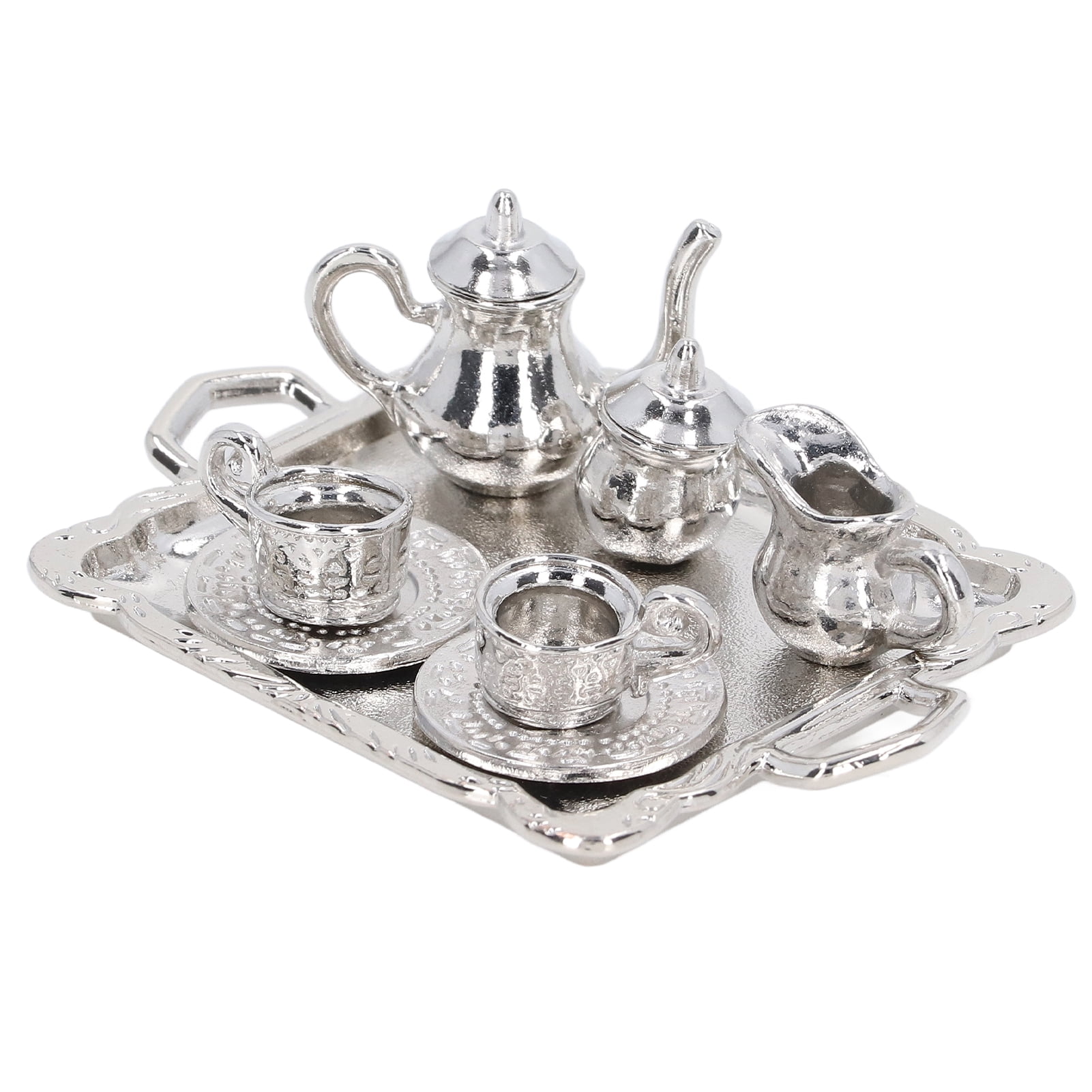 Nehlobo Mini Tea Set Metal 1/12 Scaled Simulation Lifelike Miniature ...