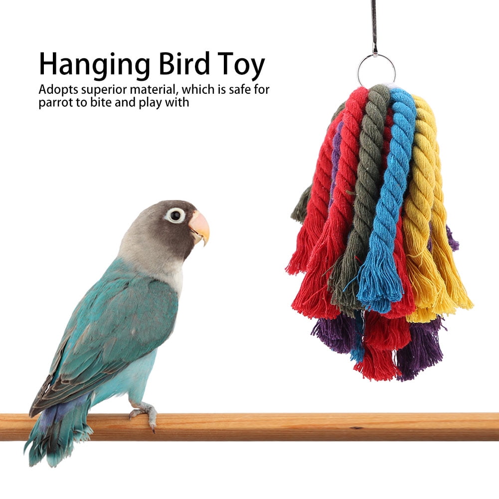 Nehlobo Pet Parrot Bite Chewing Toy Cotton Rope Bird Cage Hanging Toys ...