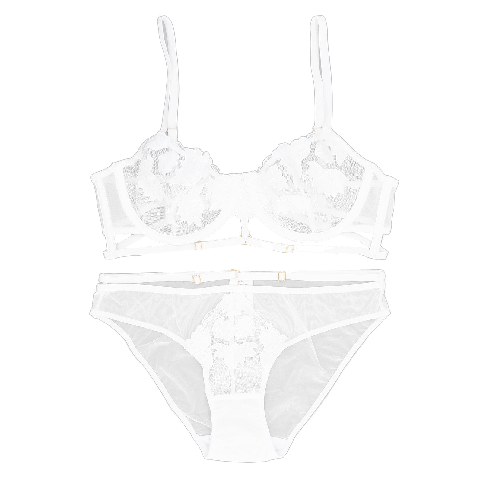 Nehlobo Women's Lace Bralette Set Push Up Ultra Thin Lace Embroidered ...
