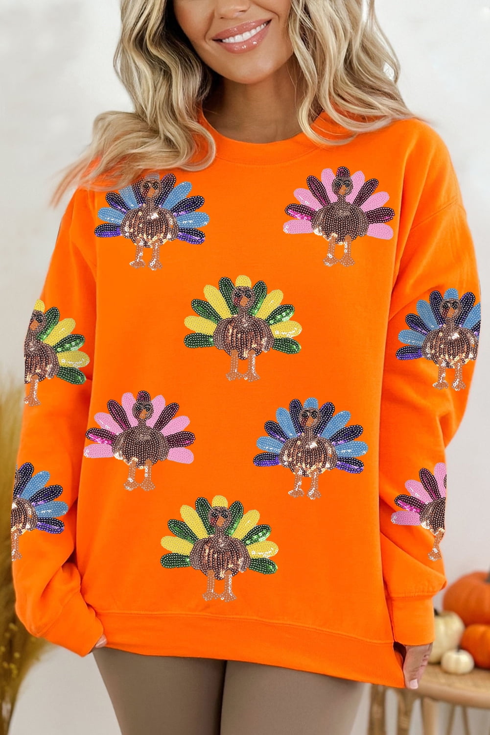 NeiHoYe Chic Orange Turkey Sweater - Cozy & Festive! - Walmart.com