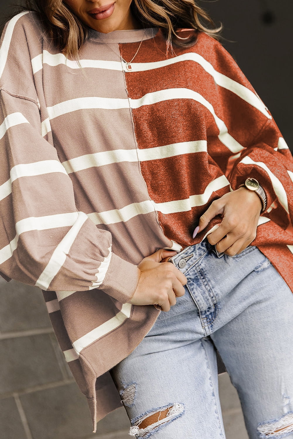 NeiHoYe Elevate Your Style with the Trendy Brown Oversized Top - Drop ...