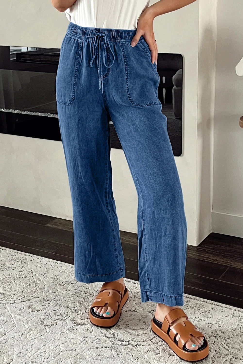 NeiHoYe Soft High-Waist Denim - Blue Wash, Versatile Fit! - Walmart.com