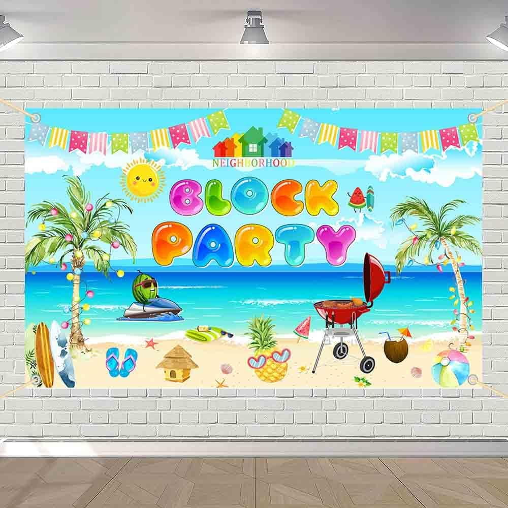 Neighborhood Block Party Backdrop for Kids Summer Neighbor Family Open ...