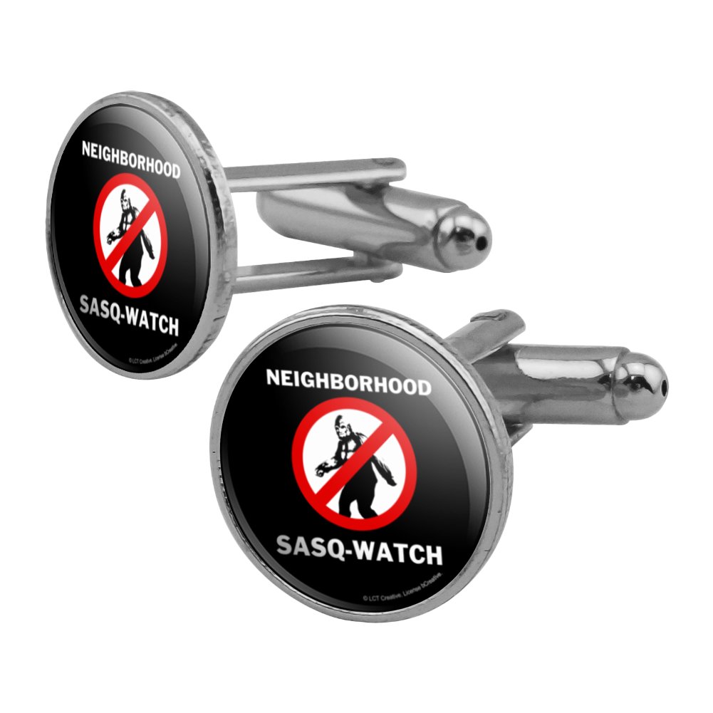 Neighborhood Sasq-Watch Sasquatch Watch Funny Humor Round Cufflink Set ...