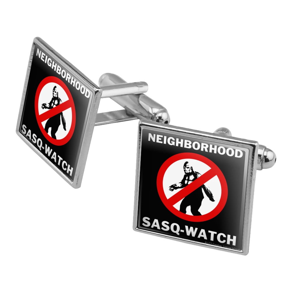 Neighborhood Sasq-Watch Sasquatch Watch Funny Humor Square Cufflink Set ...