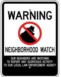 Neighborhood Watch Sign Traffic Warning Signs Metal Sign Tin Sign 12x16 ...