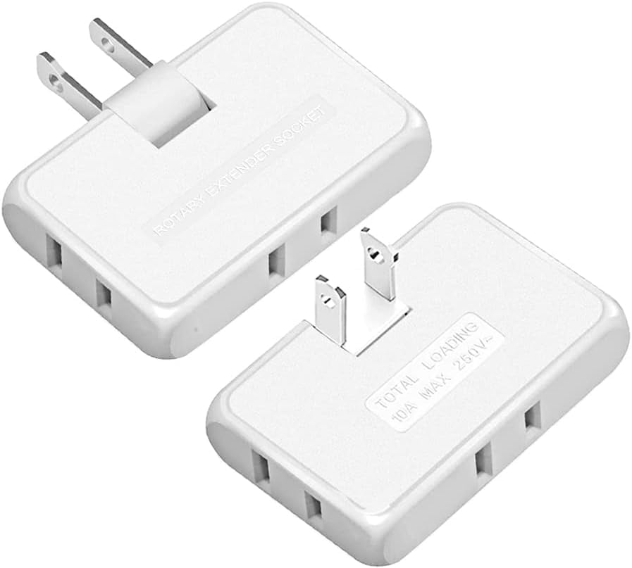 Neighborly Nook 3 Way Flat Wall Outlet Extender,2 Prong180 Degree ...