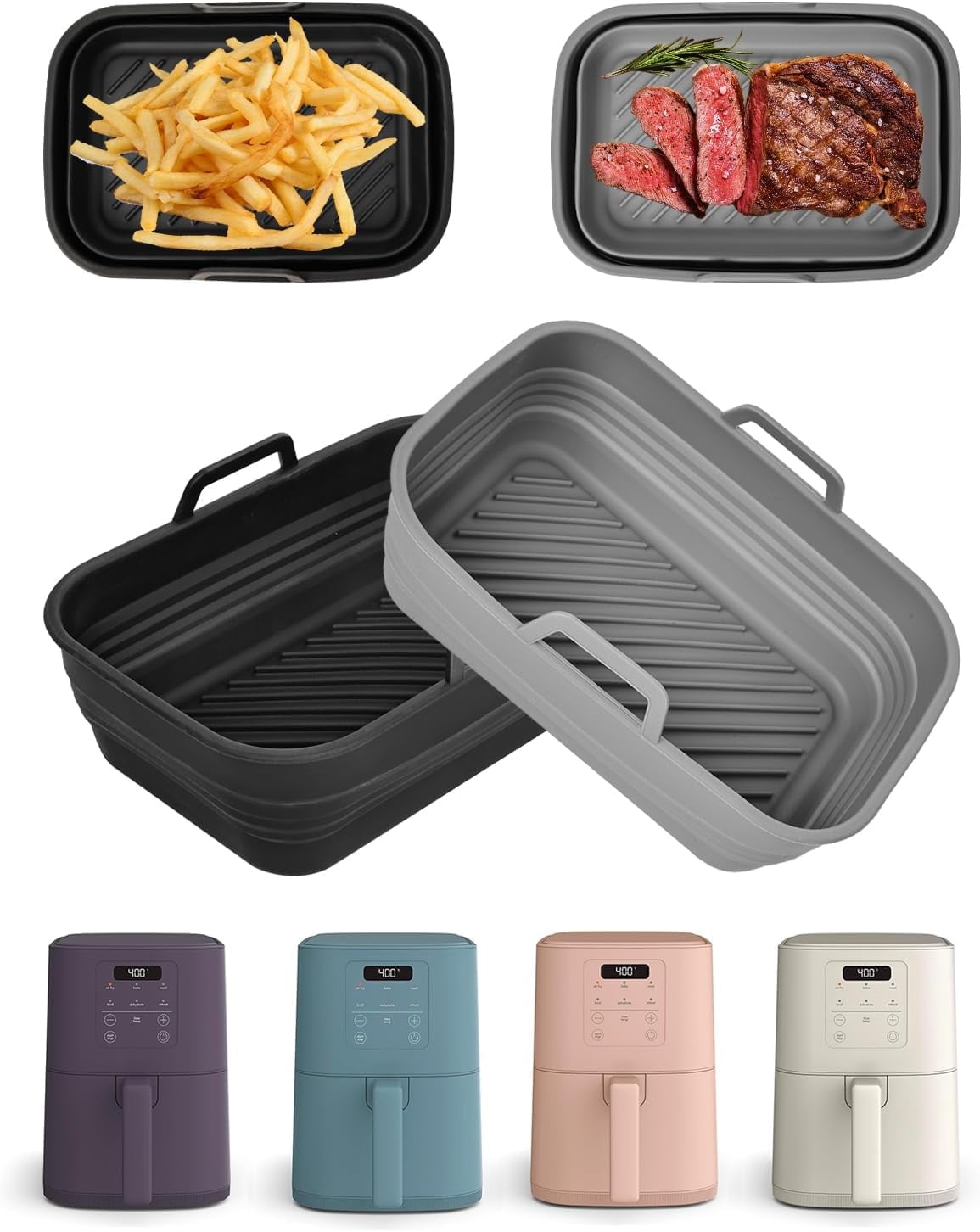 Neighborly Nook Air Fryer Silicone Liners Collapsible 2-Pack for bella ...