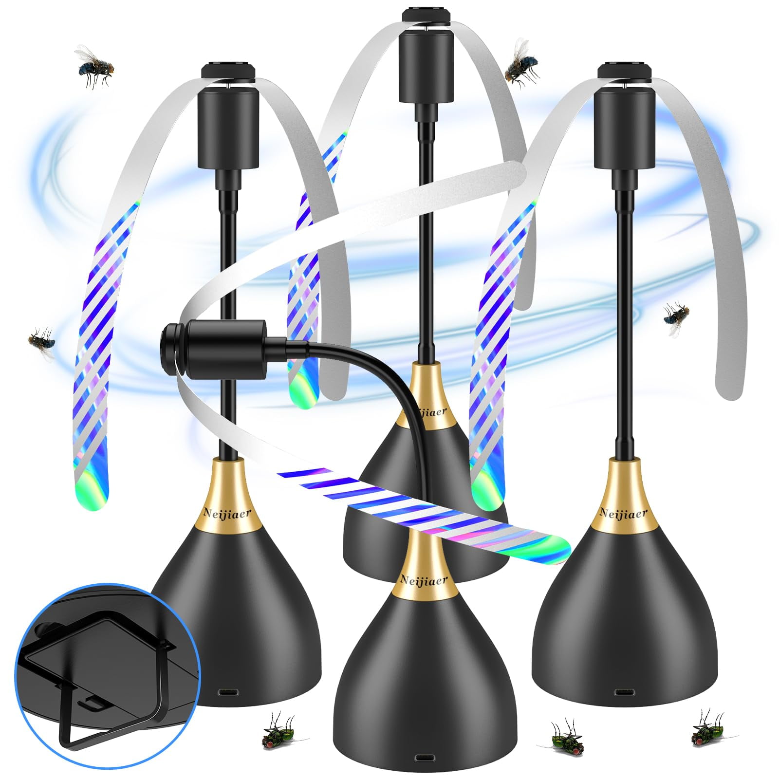 Neijiaer Fly Fans for Tables, USB or Batteries Powered, Soundless and ...