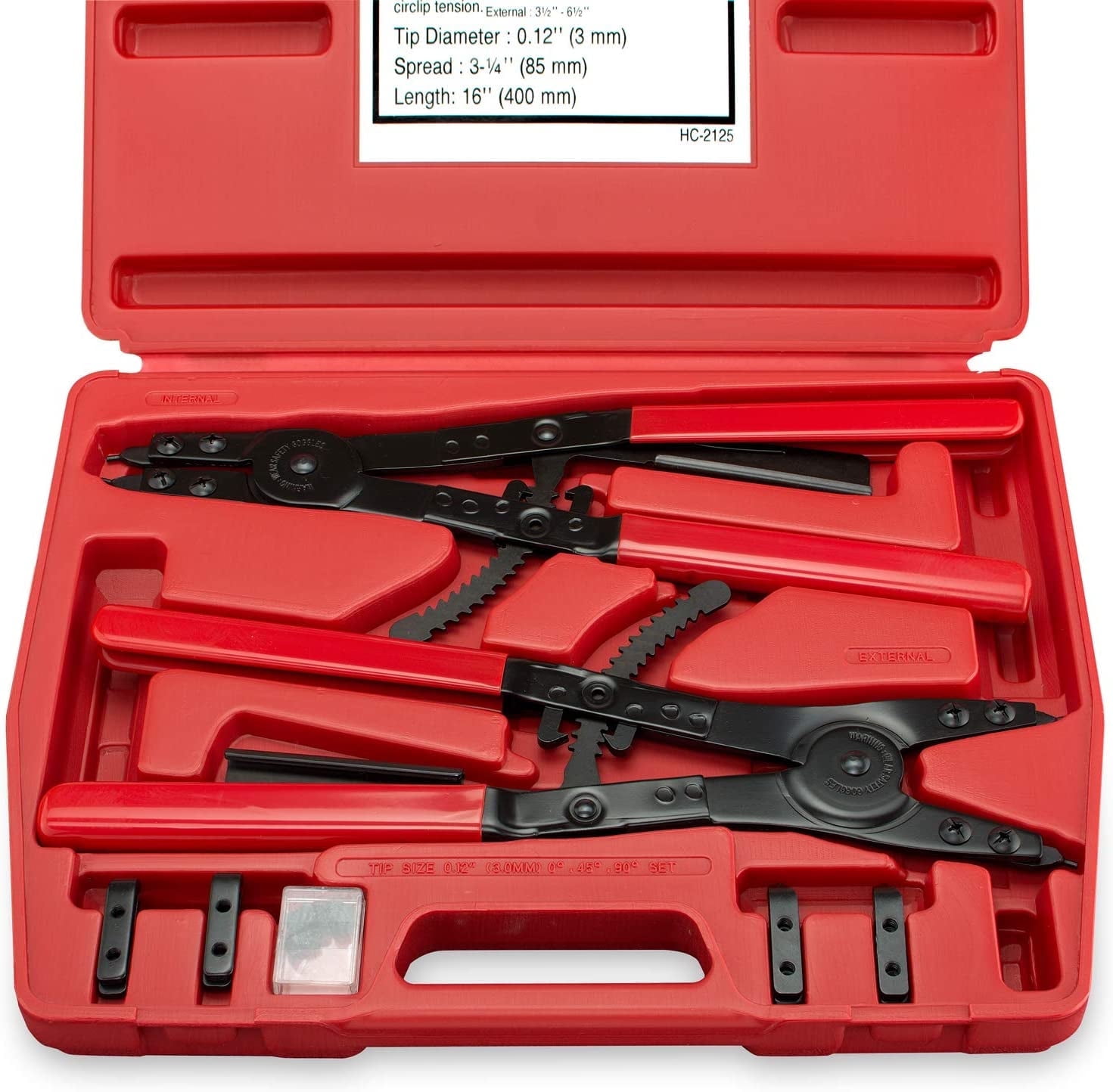Neiko 02130A Heavy Duty 16" Snap Ring Plier Set, 2 Piece, External and ...