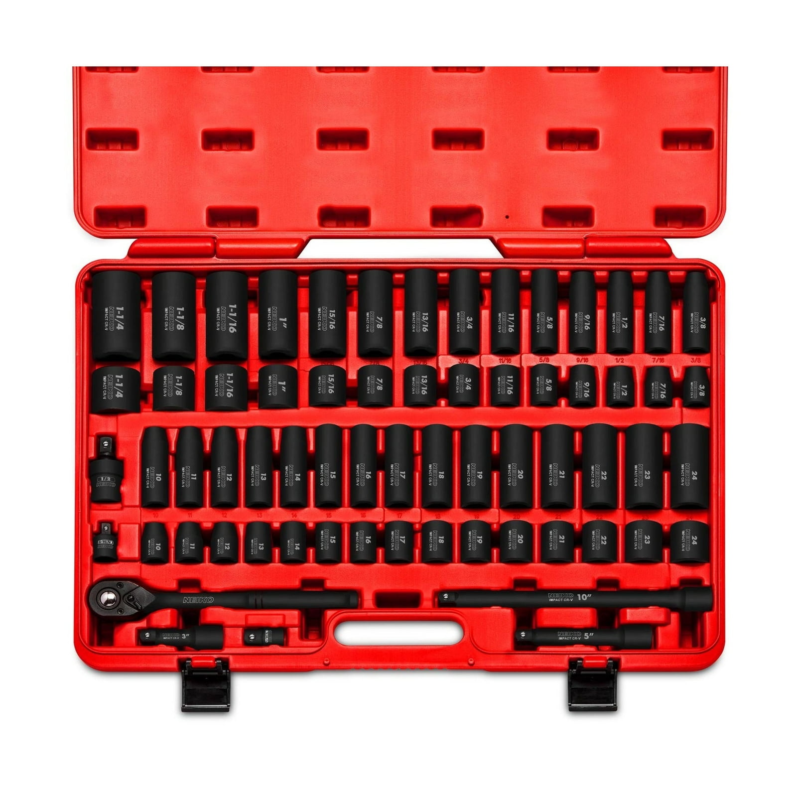 Neiko 02448A 1/2" Drive Master Impact Socket Set 65 Piece Deep 34.8 ...