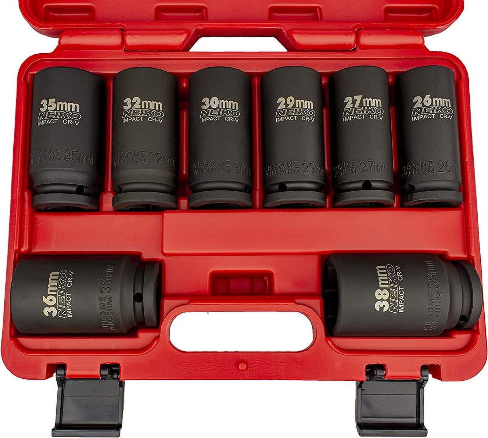 Neiko 3/4" Drive Deep Impact Socket Set, 8-Piece Jumbo Metric (26-38 mm ...