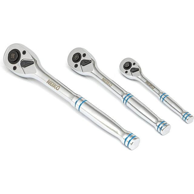Neiko 03000A 100-Tooth Quick-Release Ratchet-Wrench Set, 1/4-Inch-, 3/8 ...