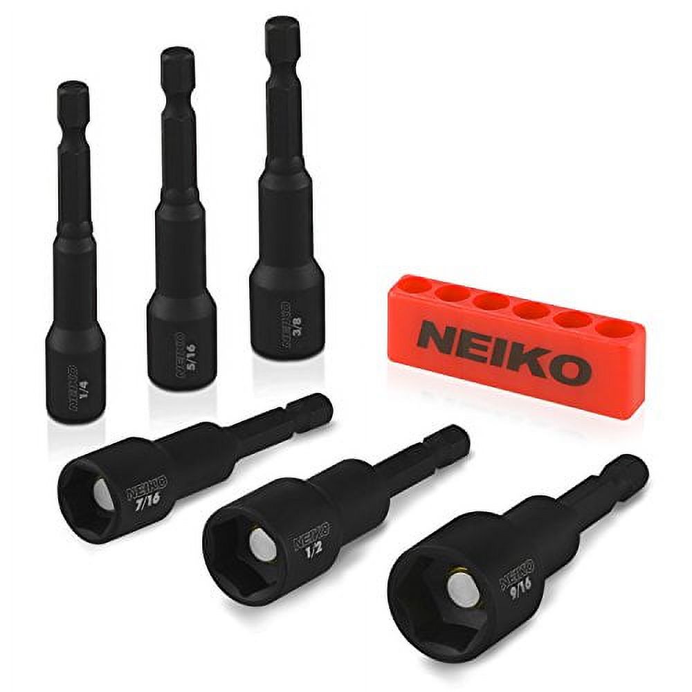 Neiko 10190A Impact Ready Magnetic Nut Driver Bit Set | 6 Piece | SAE ...