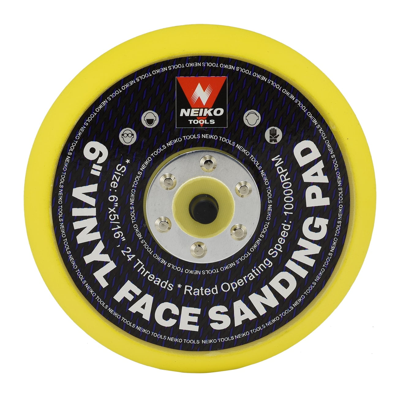 Neiko 30262A 6" Sanding Pad with Vinyl PSA Backing, 5/16” Arbor with 24 ...