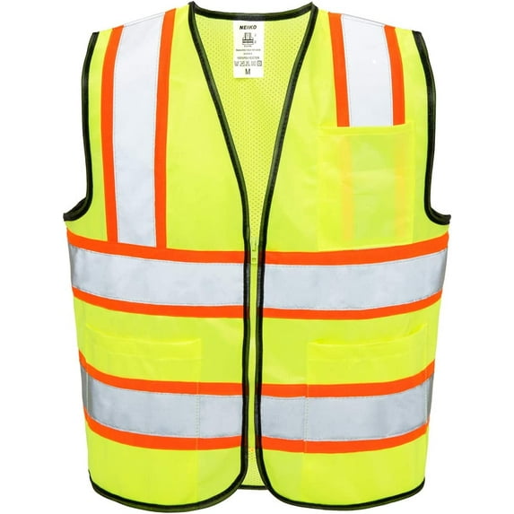 Neiko 53989A Unisex High Visibility Safety Vest, 3 Pockets and Zipper ...