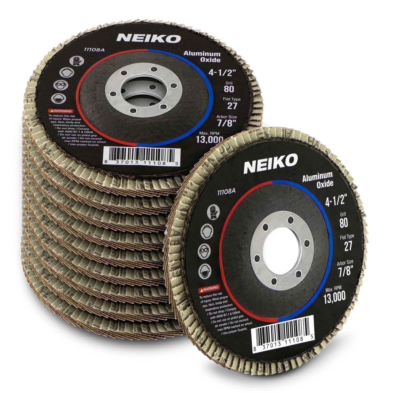 NEIKO 11108A 10 Pack Aluminum Oxide Flap Discs 4-1/2 for Angle Grinder ...