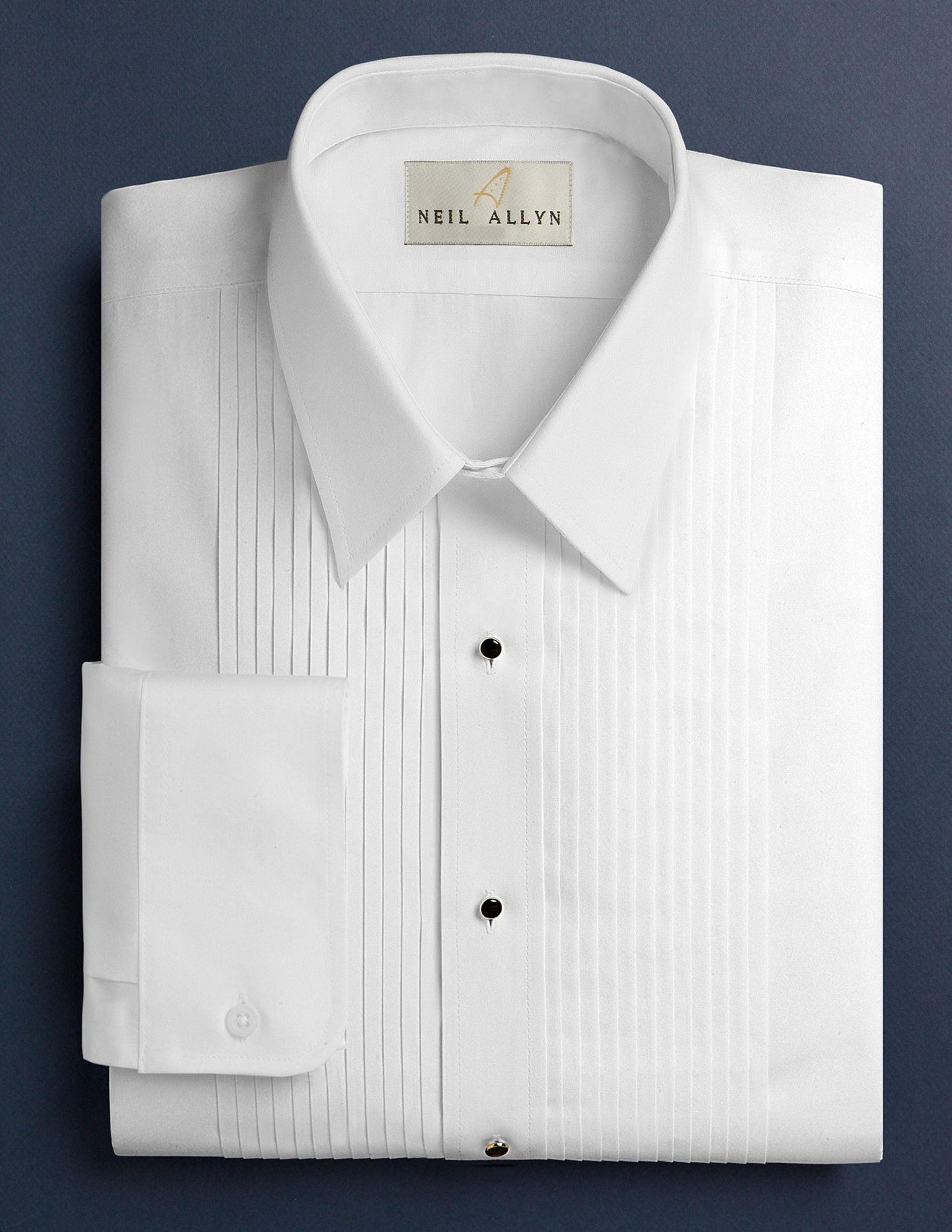 Neil Allyn Men's Lay-Down Collar 1/4" Pleats Formal Tuxedo Shirt-M-32 ...