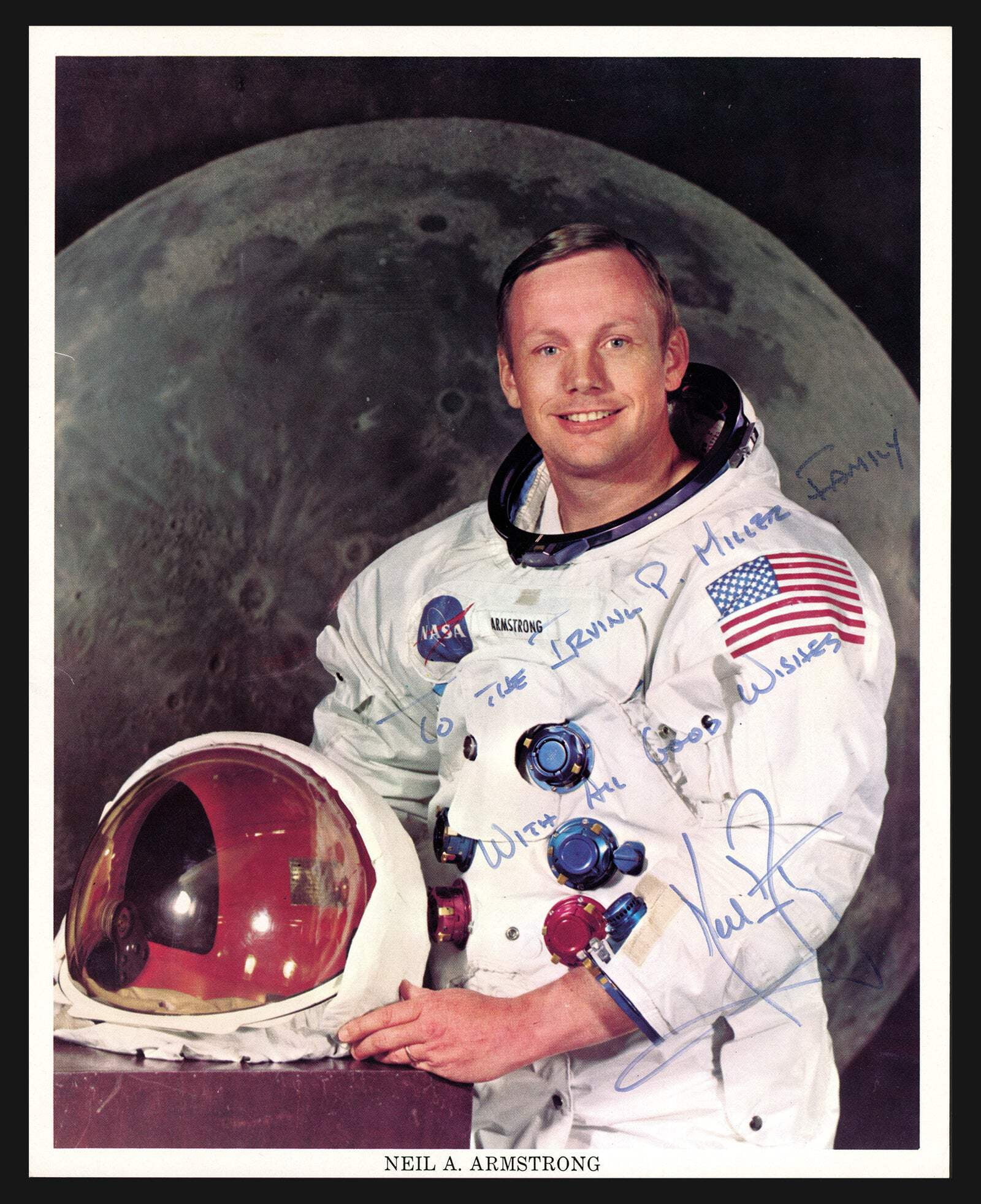 Neil Armstrong Autographed 8x10 Photo Apollo 11 "To The Irving Miller ...