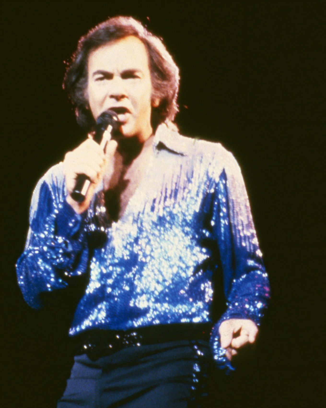 Neil Diamond Blue Shiny Outfit Performing 24X36 Classic Hollywood ...