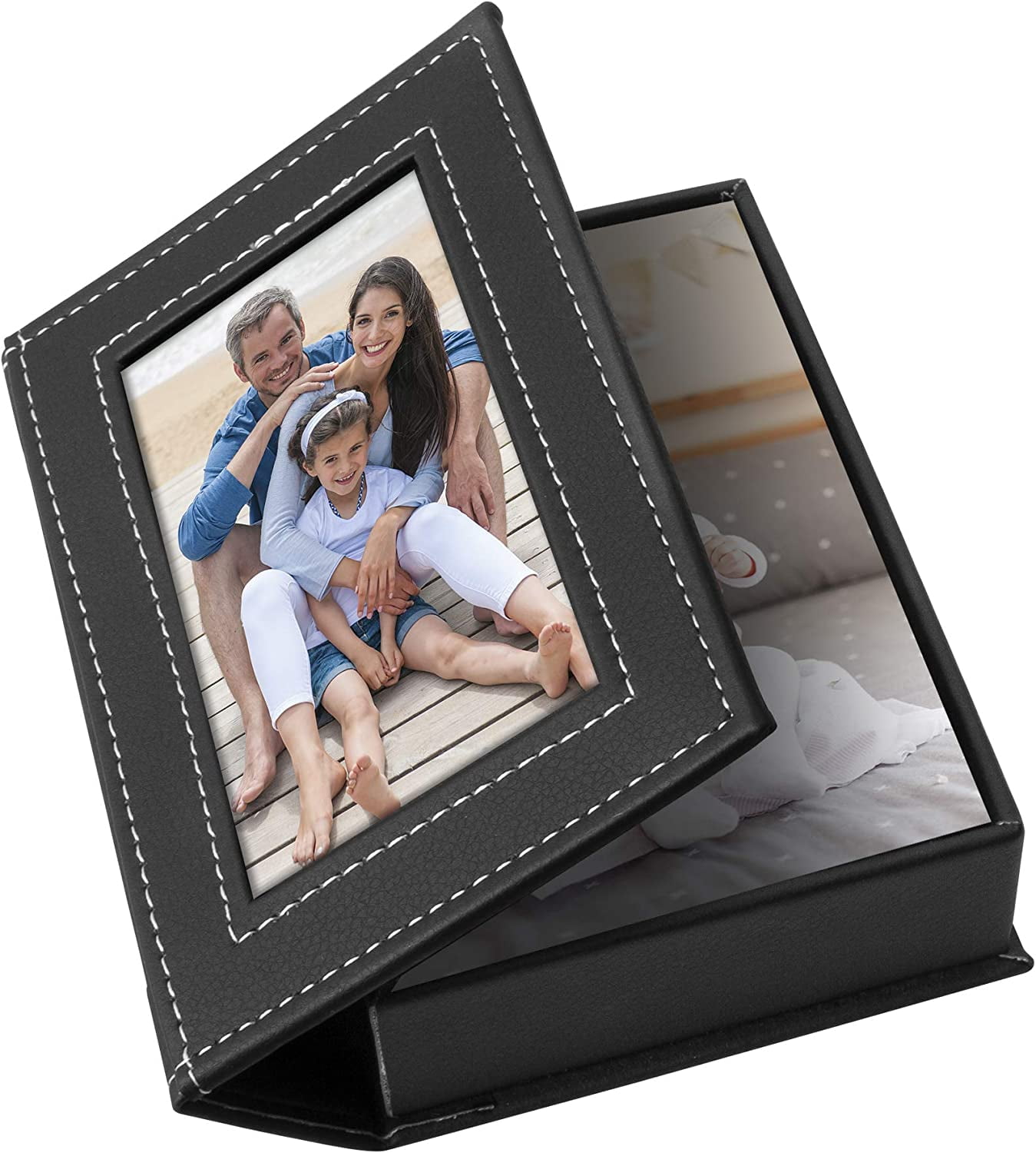 Neil Enterprises Inc. 4" x 6" Black Leatherette w/White Stitching Photo ...