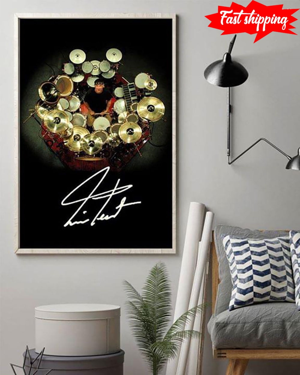 Neil Peart Legendary Drummer & His Massive Drum Set With Autograph 24 x ...