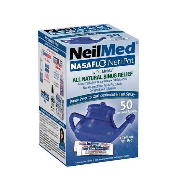 NeilMed NasaFlo Unbreakable Neti Pot 50 Premixed Packets, 4 Pack ...