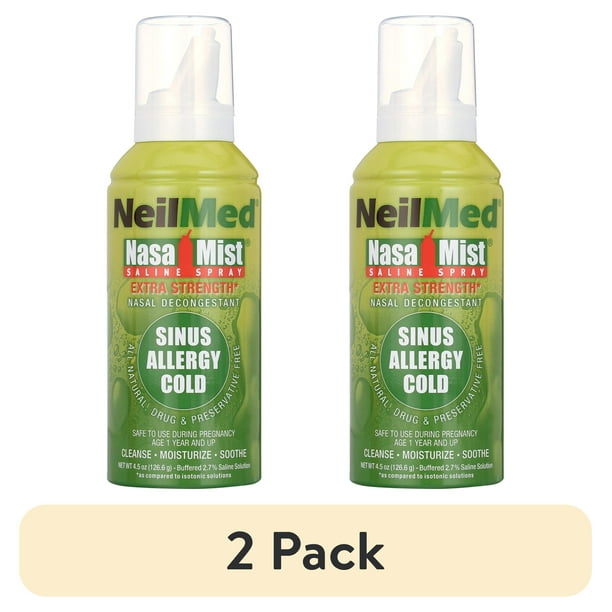 (2 pack) NeilMed NasaMist Hypertonic Saline Spray, Extra Strength for ...