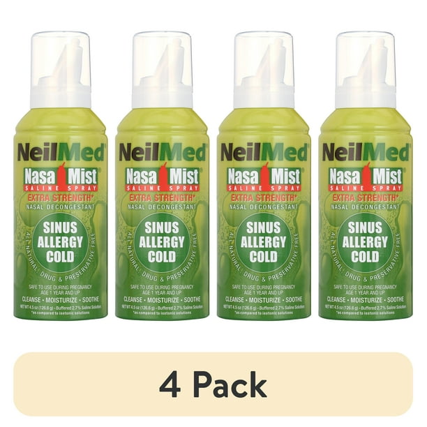 (4 pack) NeilMed NasaMist Hypertonic Saline Spray, Extra Strength for ...