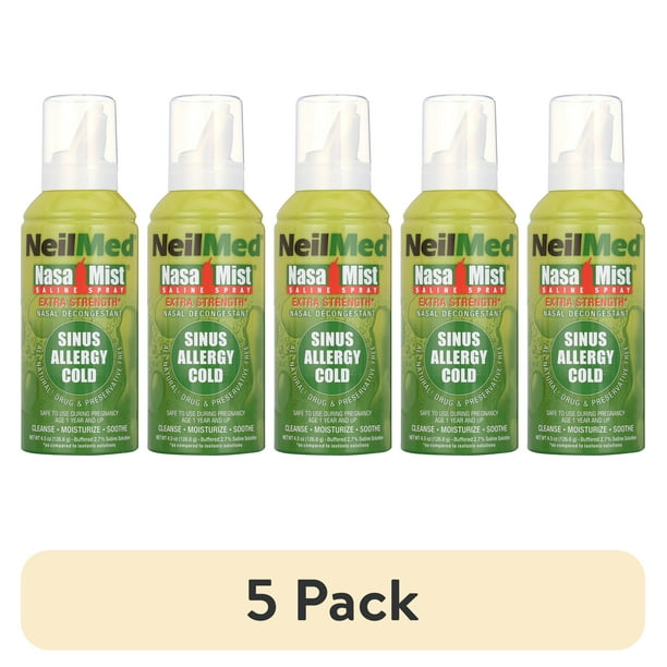 (5 pack) NeilMed NasaMist Hypertonic Saline Spray, Extra Strength for ...