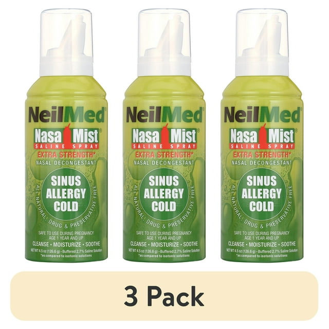 (3 pack) NeilMed NasaMist Hypertonic Saline Spray, Extra Strength for ...
