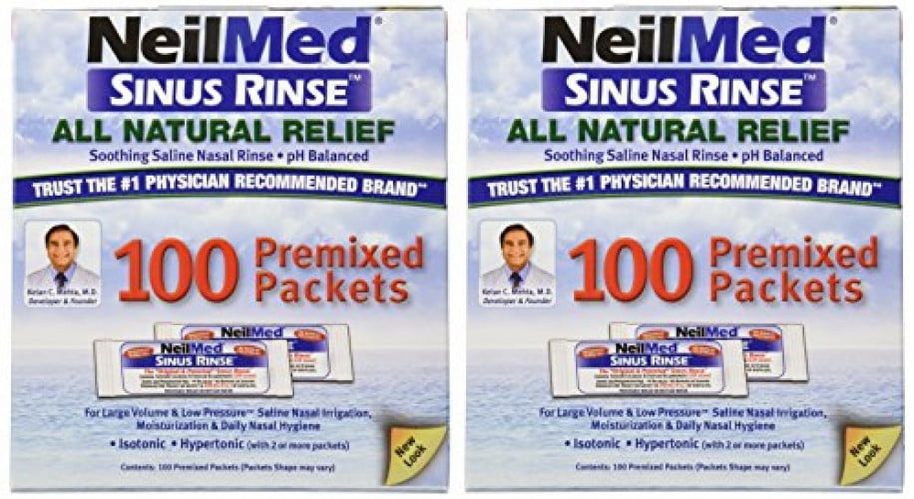 NeilMed Sinus Rinse 100 Salt Premixed Packets for Allergies & Sinus ...