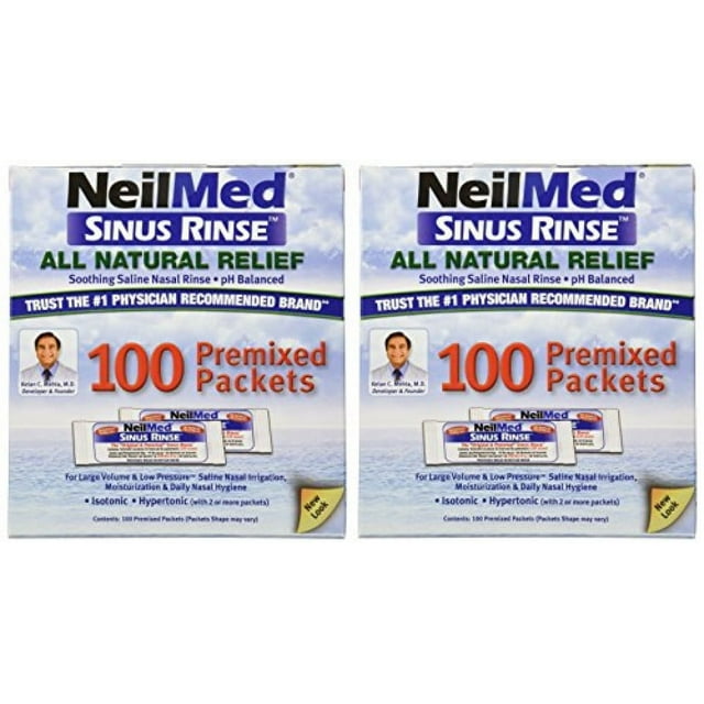 NeilMed Sinus Rinse 100 Salt Premixed Packets for Allergies & Sinus ...