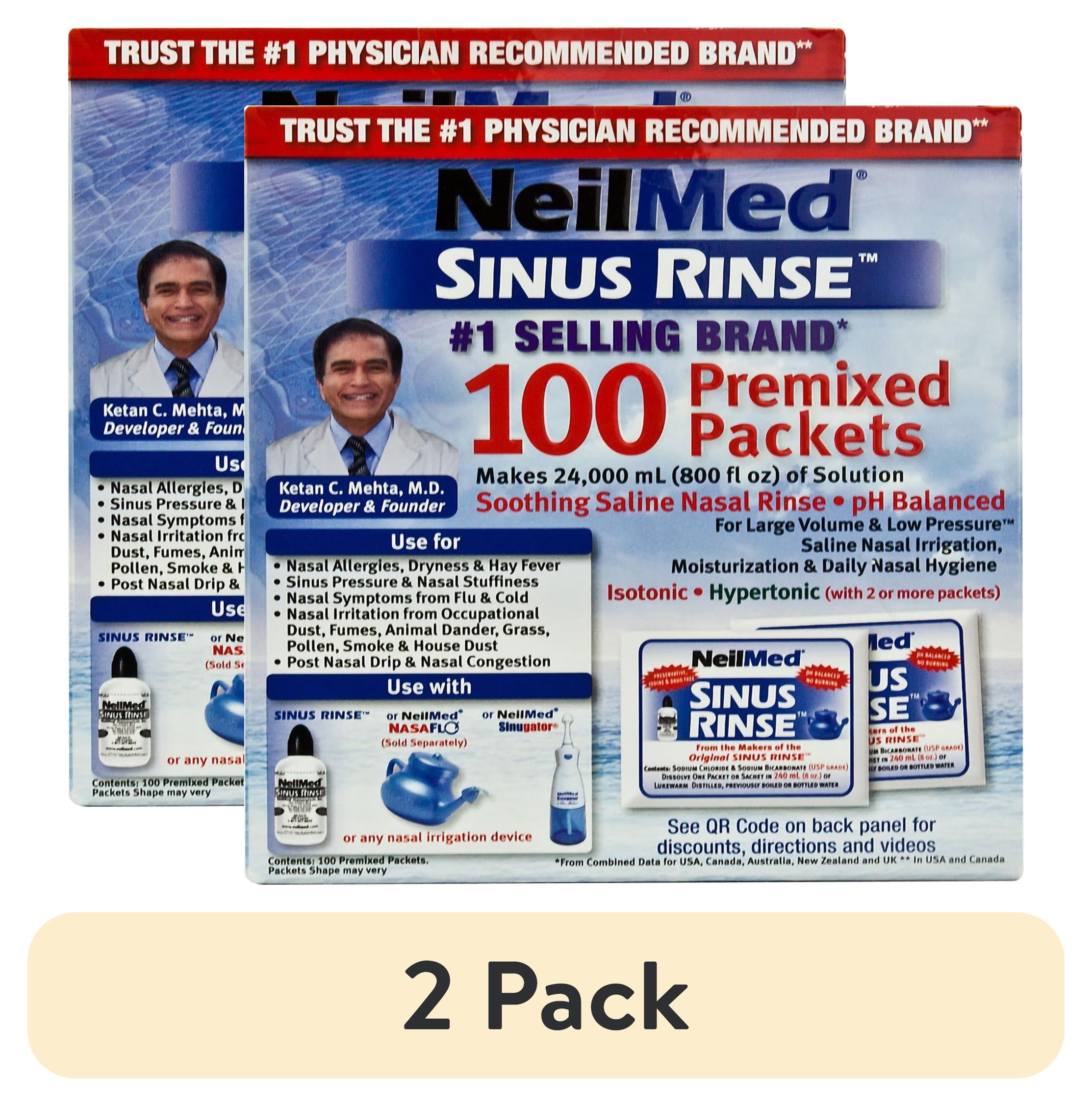 (2 pack) NeilMed Pharmaceuticals Sinus Rinse Premixed Packets 100 Pkts ...