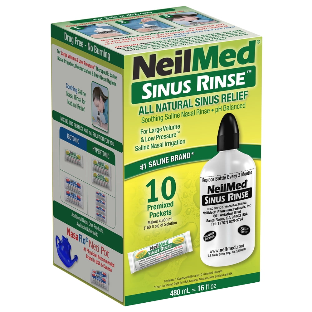 Neilmed Sinus Rinse Extra Large 16oz Bottle Kit with 10 Premixed ...
