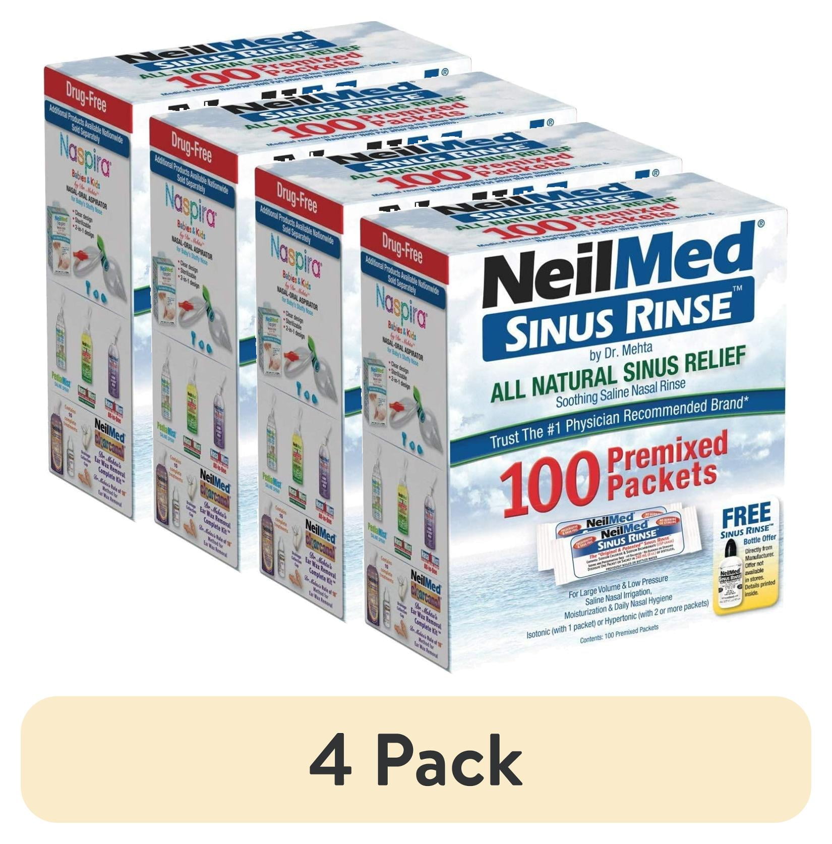 (4 pack) NeilMed Sinus Rinse Premixed Refill Packets, 100 Ct - Walmart.com