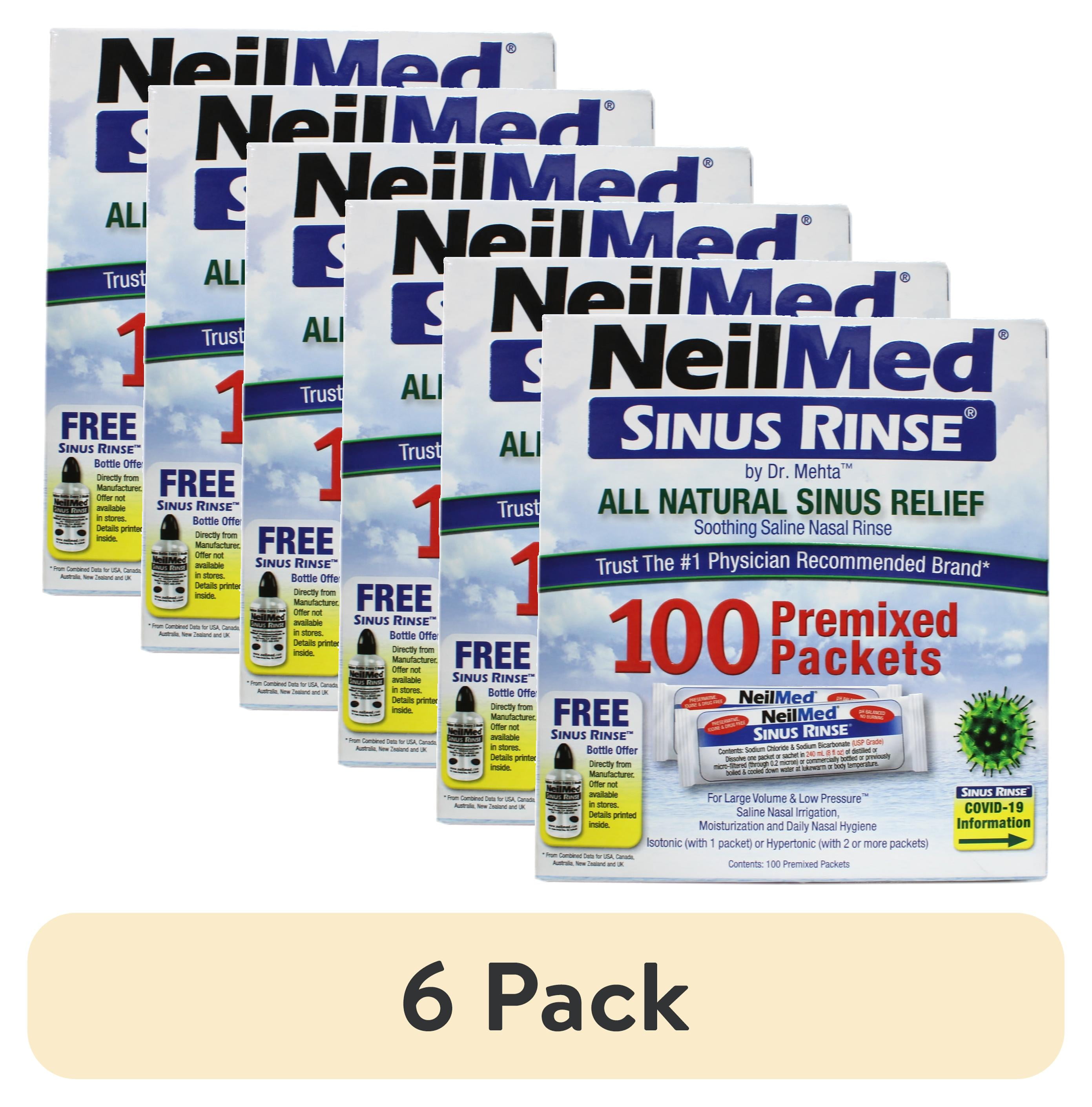 (6 pack) NeilMed Sinus Rinse Premixed Refill Packets 100 Each - Walmart.com