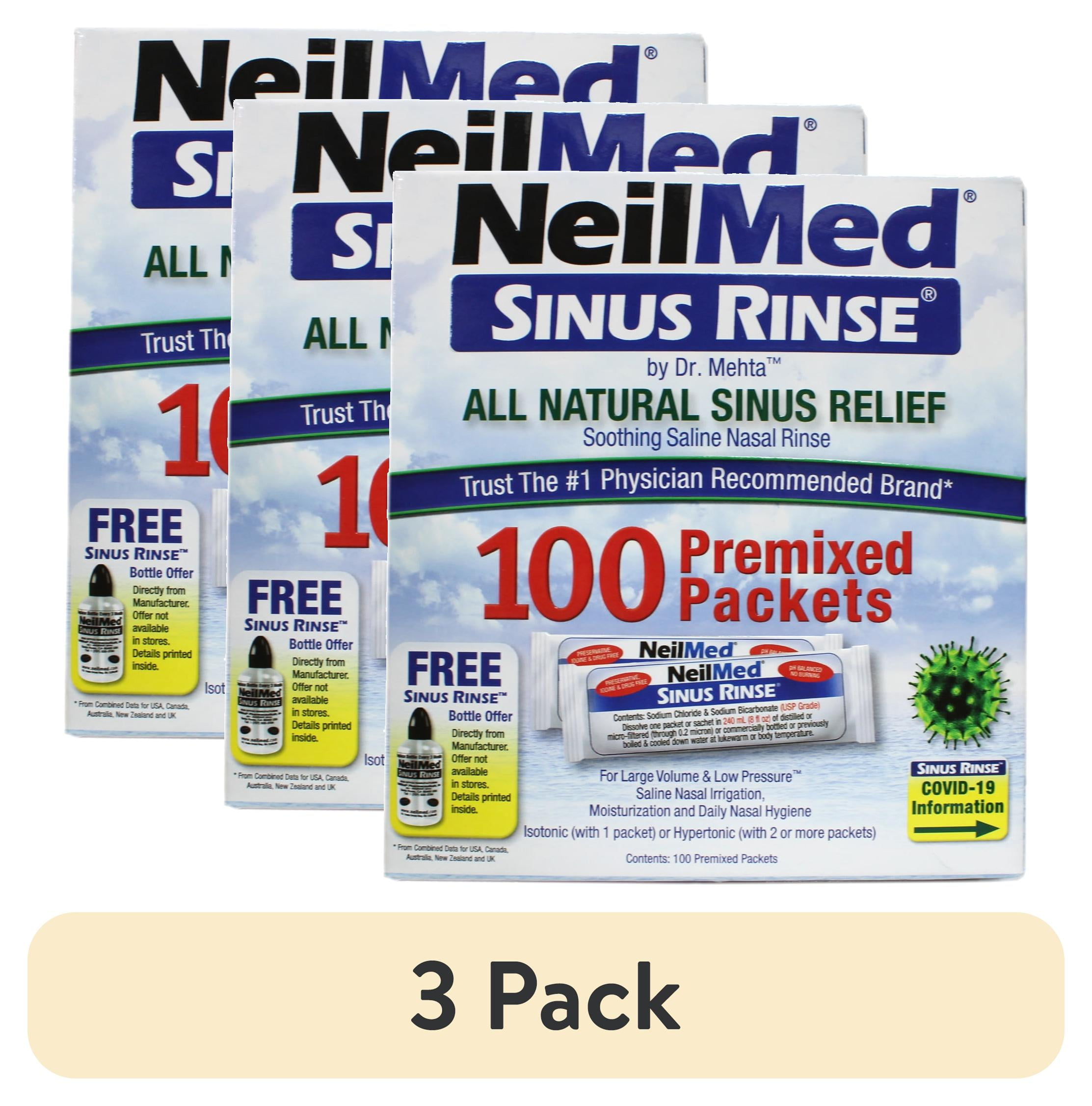 (3 pack) NeilMed Sinus Rinse Premixed Refill Packets 100 Each - Walmart.com