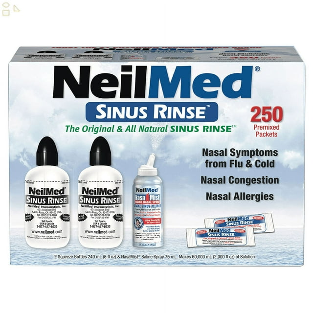 Neilmed Sinus Rinse Kit | Kit Includes 2 Squeeze Bottles, 1 NasaMist ...