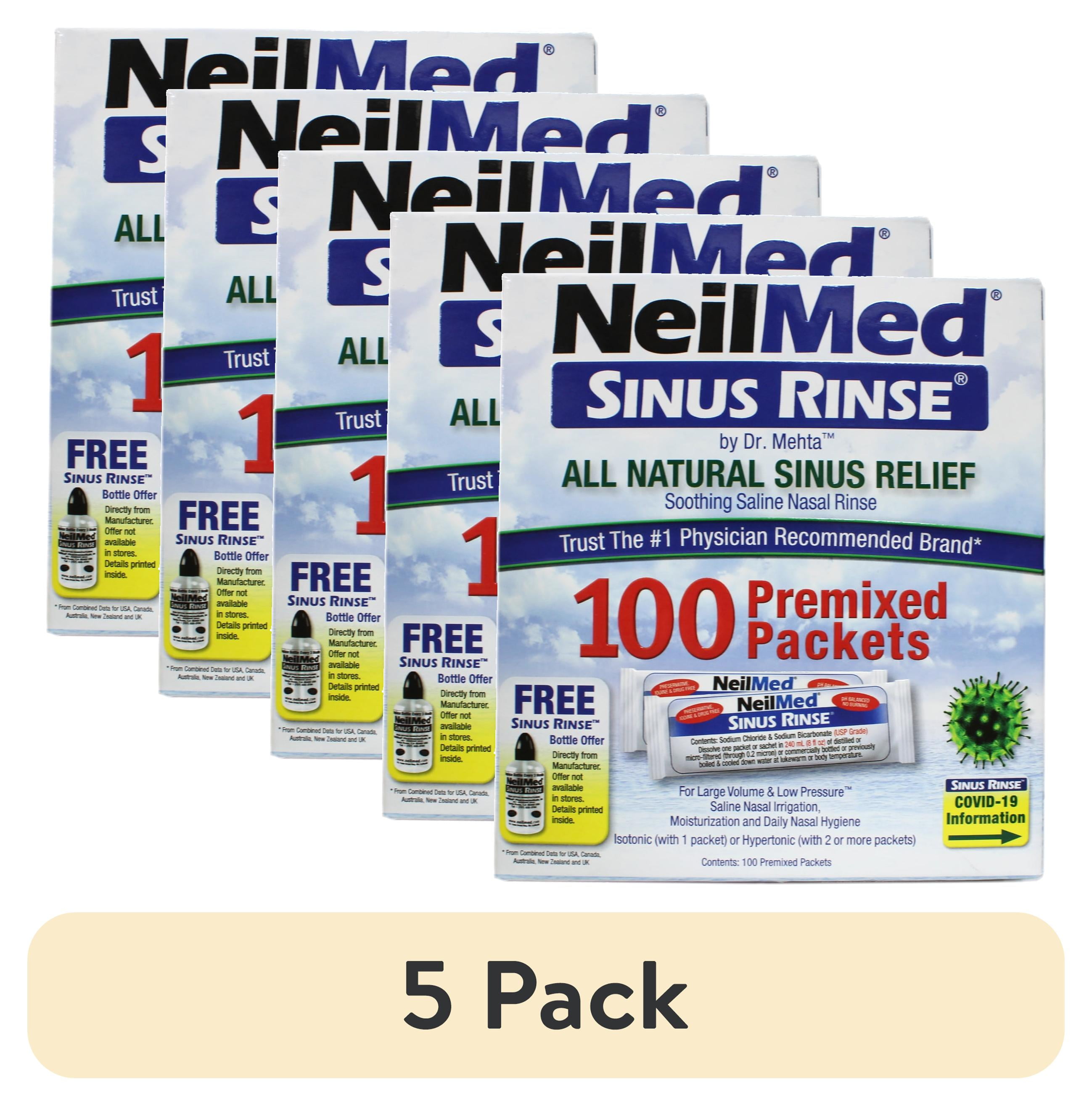 (5 pack) Neilmed Soothing Saline Nasal Sinus Rinse All Natural Relief ...