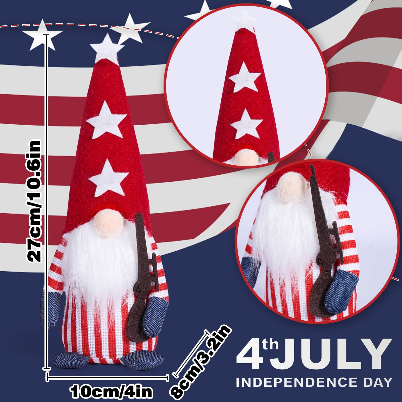 Neisaus 4th Of July Decorations Dwarf Faceless Doll Clearance On Independence Day In The United ...